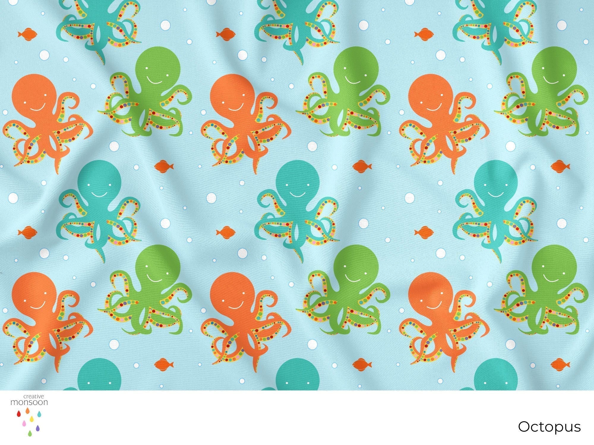 Octopus Surface Pattern Design for Fabric, Kids Products and Homewares ...