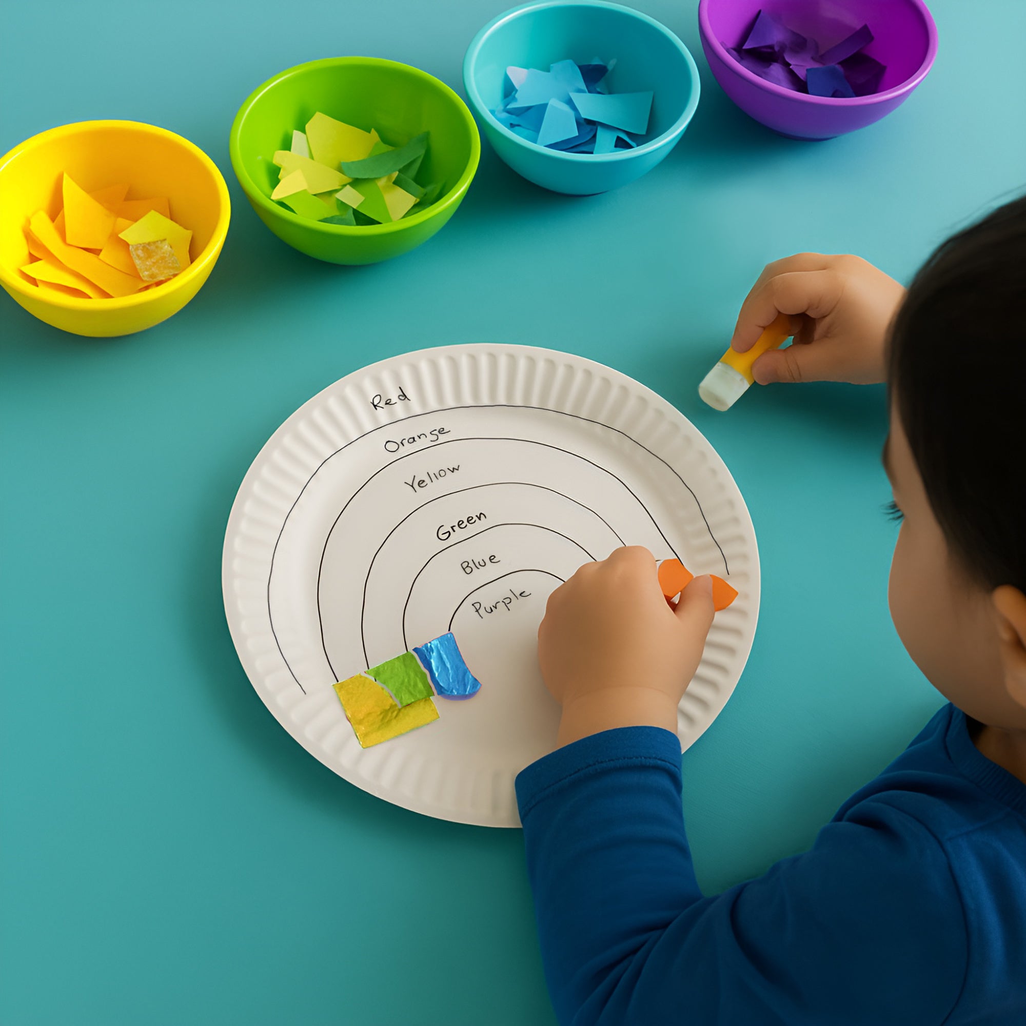 Rainbow collage craft for kids – creative monsoon