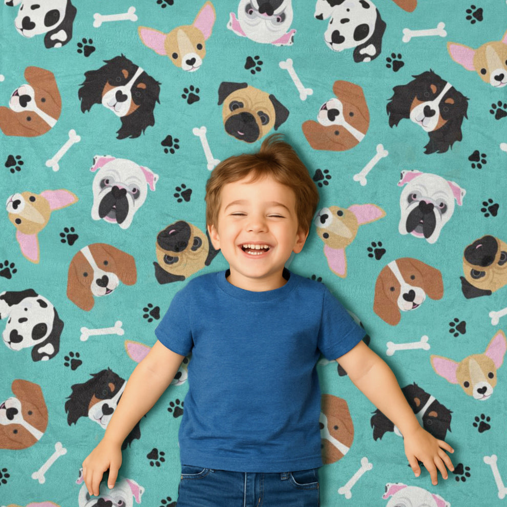 Puppy Dog Throw Blanket Fun Pattern Fleece Blanket – creative monsoon