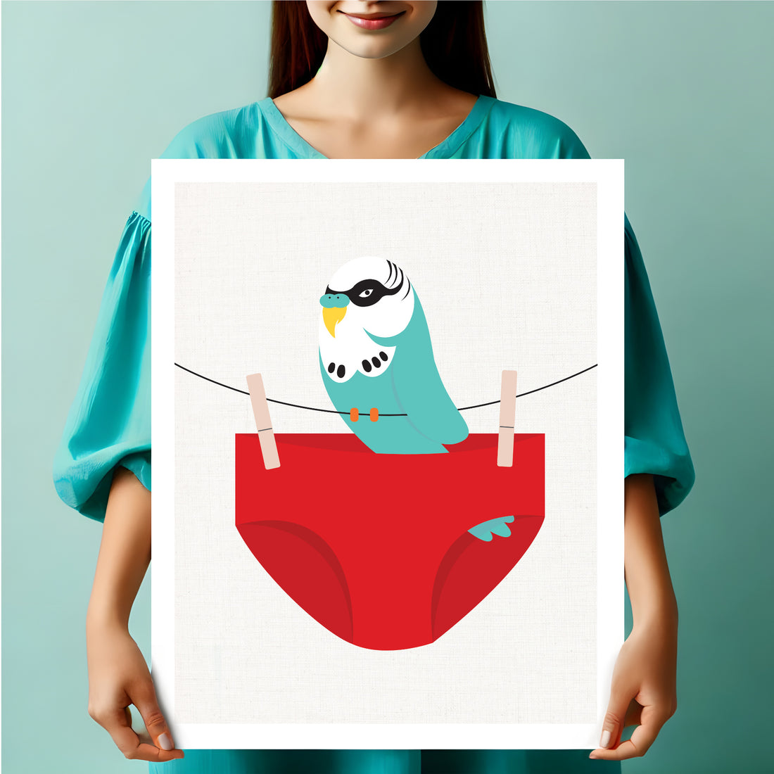 Budgie and swimming trunks print – creative monsoon
