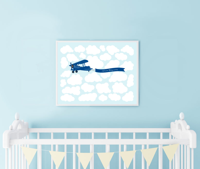 Biplane Signature Guest Book Alternative Baby Shower Poster – creative ...
