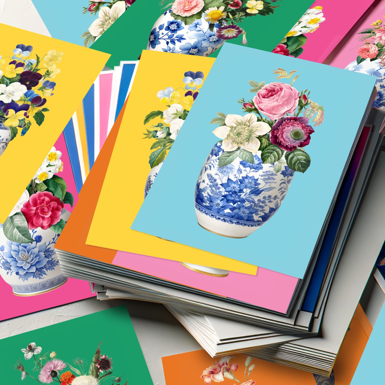 Floral Ginger Jar Greeting Cards – Set of 6 Chinoiserie Designs ...